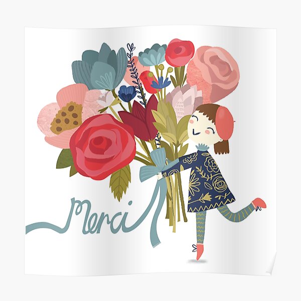 "Merci" Poster by KateMerrittshop | Redbubble
