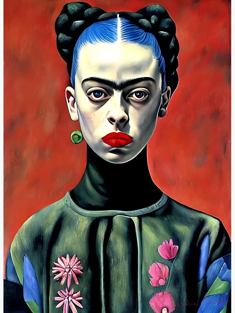 "A painting of "billie e" by "frida kahlo" blue eyes" Photographic ...
