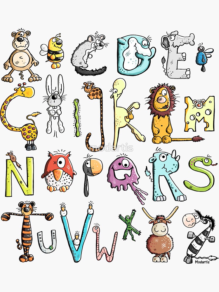 "Funny colourful animal alphabet - comic - letters - animals - Gift ...
