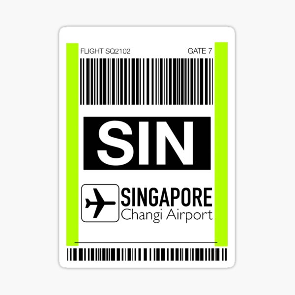 "Singapore (SIN) Changi Airport Luggage Tag" Sticker for Sale by ...