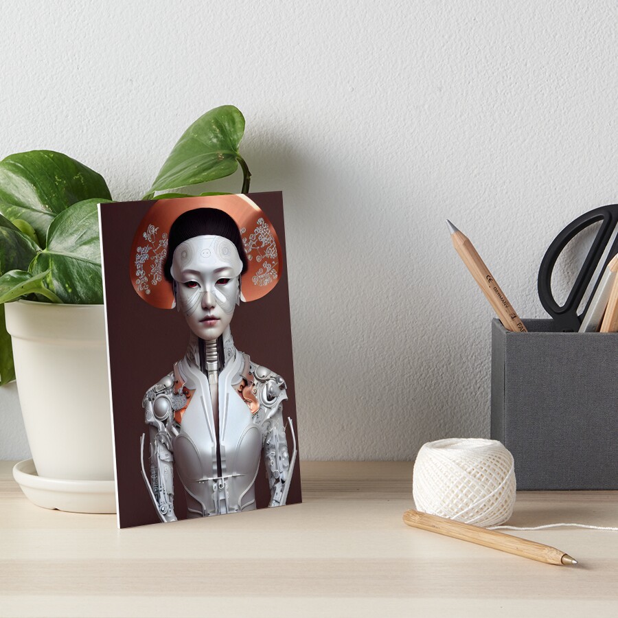 "Japanese Geisha Cyborg with copper details - modern cyberpunk digital ...