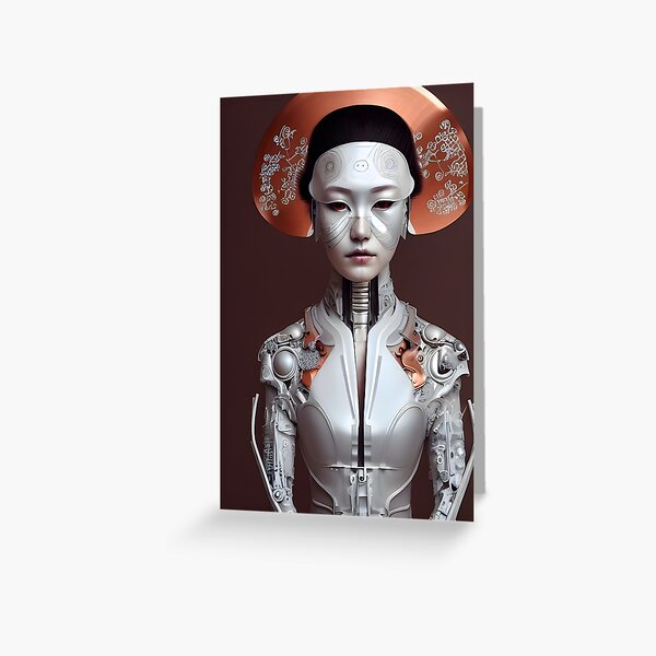 "Japanese Geisha Cyborg with copper details - modern cyberpunk digital ...