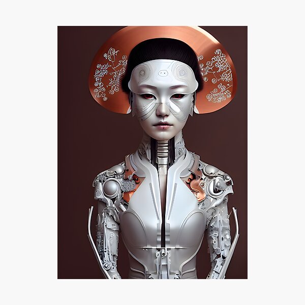 "Japanese Geisha Cyborg with copper details - modern cyberpunk digital ...