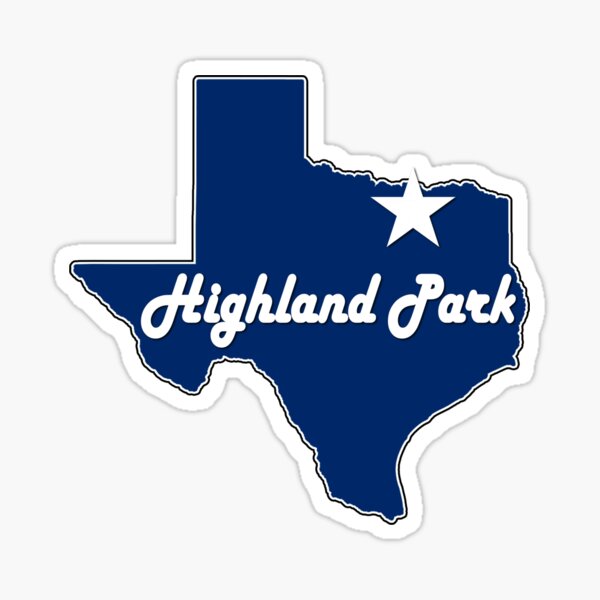"Highland Park Texas Lone Star State Map TX City Navy Blue" Sticker for ...