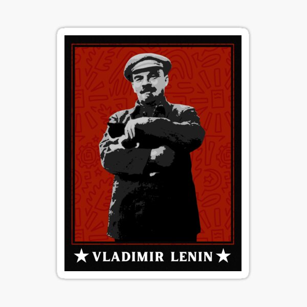 "Retro Lenin and Cat Portrait" Sticker for Sale by BluebellPainter ...