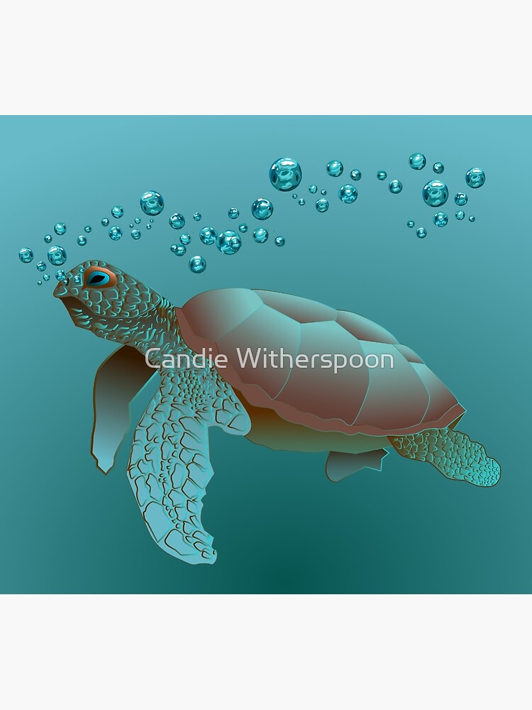 "Sea Turtle Blowing Bubbles" Poster for Sale by ArtEduTech | Redbubble