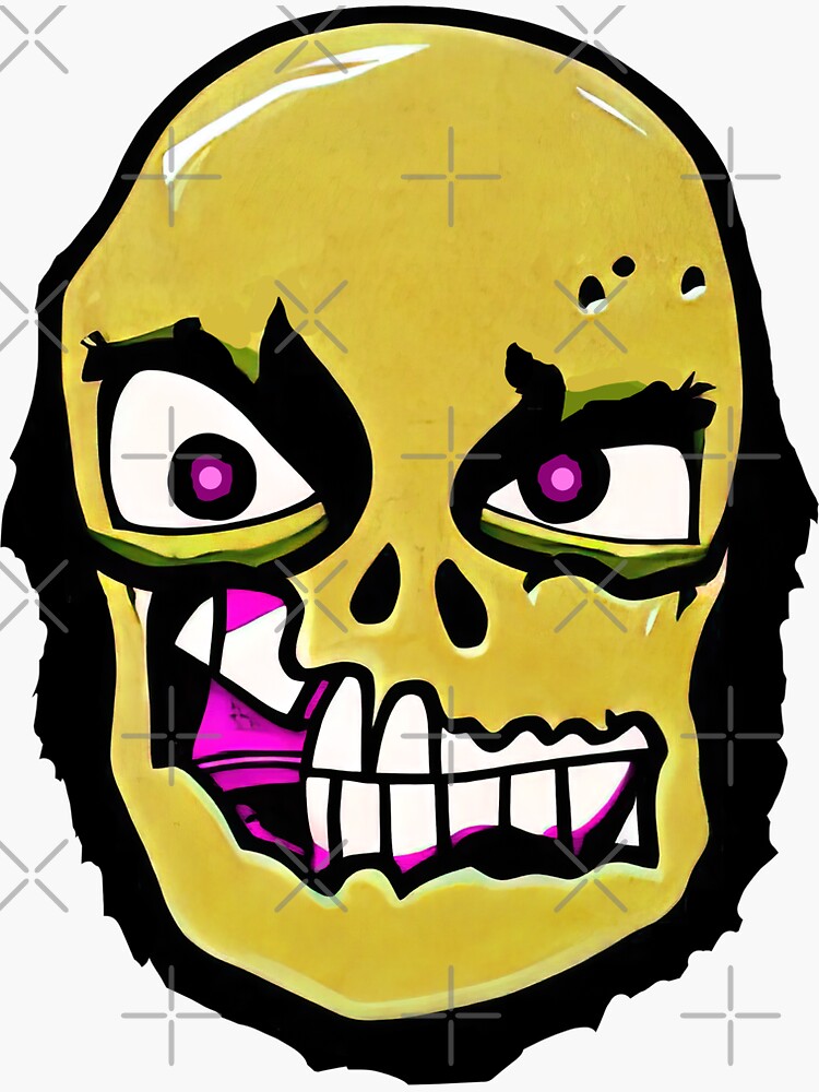 "Zombie Head Yellow Horror Sticker Illustrated " Sticker for Sale by ...