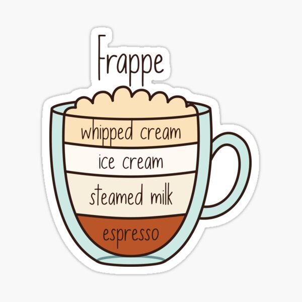 "Cute Hand Drawn Coffee Proportions - Frappe" Sticker for Sale by ...