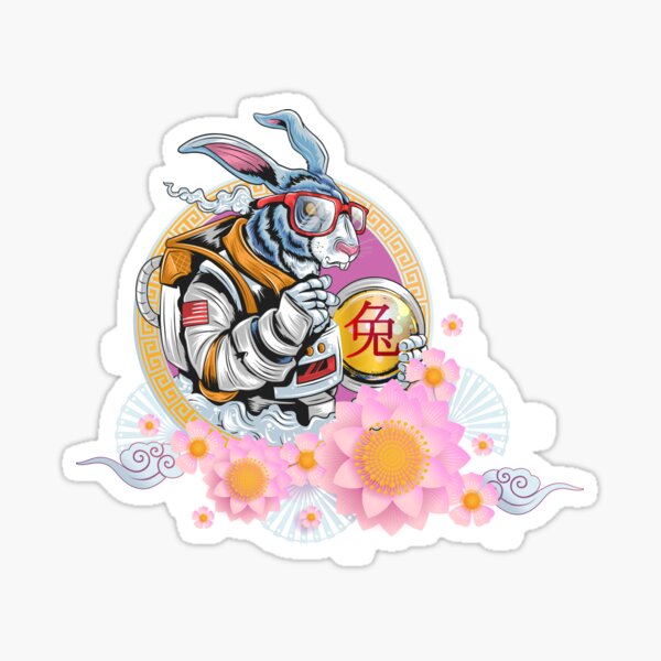 "Cute year of the rabbit - astronaut rabbit " Sticker for Sale by ...