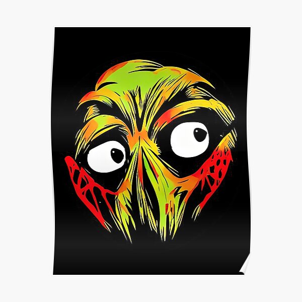 "Alien Scary Face Colorful Yellow Illustrated " Poster for Sale by ...