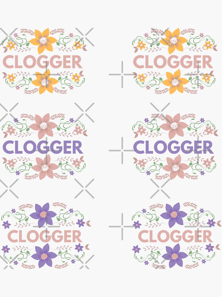 "Clogger with flowers. Gift for Clogger. Purple and Pink" Sticker for ...