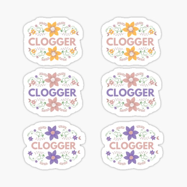 "Clogger with flowers. Gift for Clogger. Purple and Pink" Sticker for ...