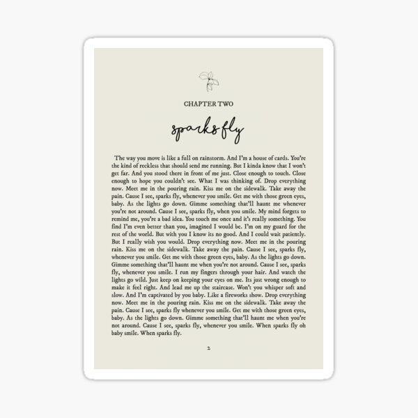 "Sparks Fly Lyrics" Sticker for Sale by queseraseraa | Redbubble
