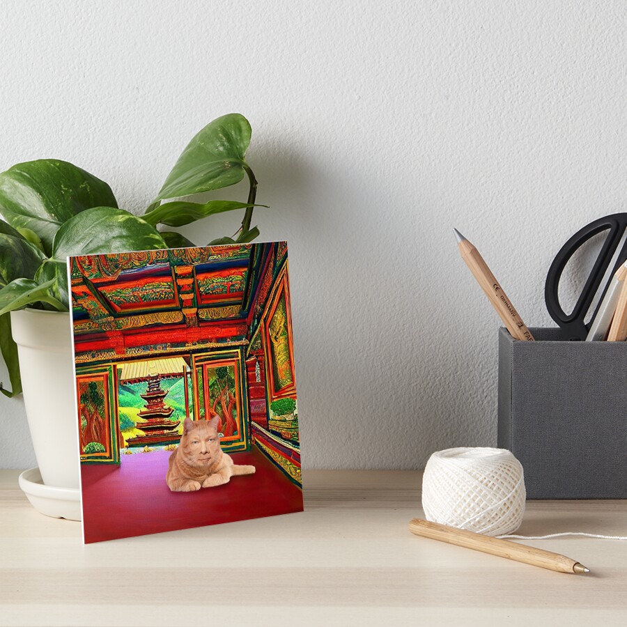 "Eckhart Tolle Zen Master Cat Laying in a Thailand Temple" Art Board ...