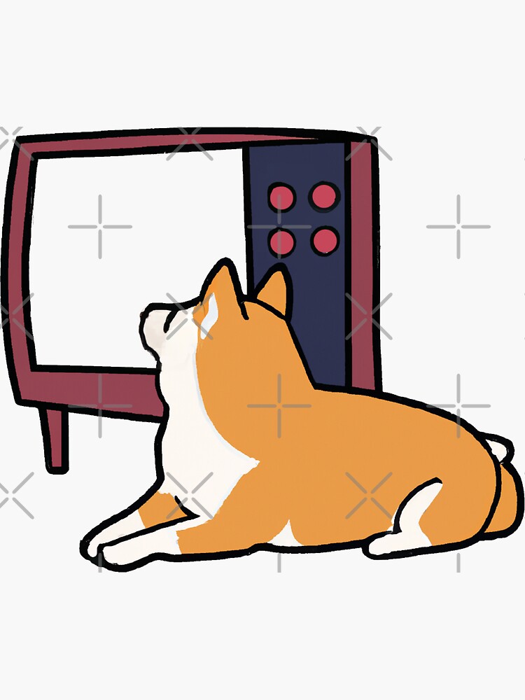 "[sticker] shiba inu watching tv " Sticker for Sale by perropals ...