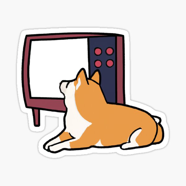 "[sticker] shiba inu watching tv " Sticker for Sale by perropals ...