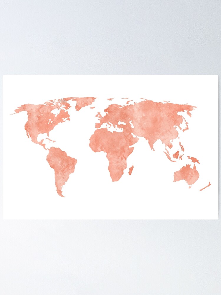 "Desert Pink Watercolor World Map" Poster for Sale by Leah Biernacki ...