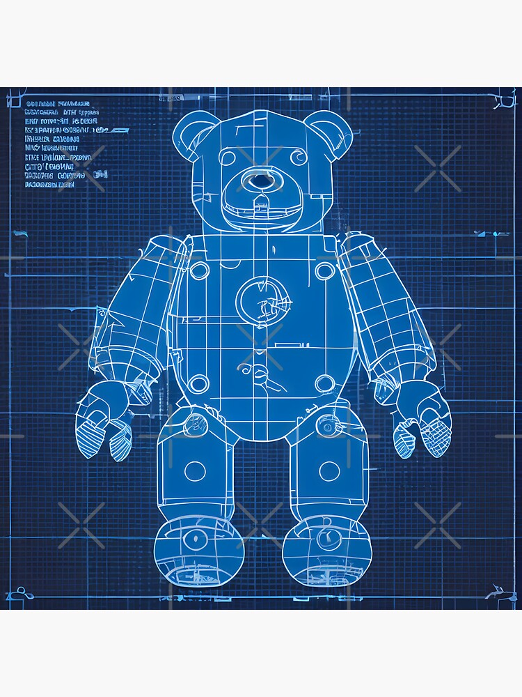 "robotic plush bear blueprint" Sticker for Sale by michae1l | Redbubble