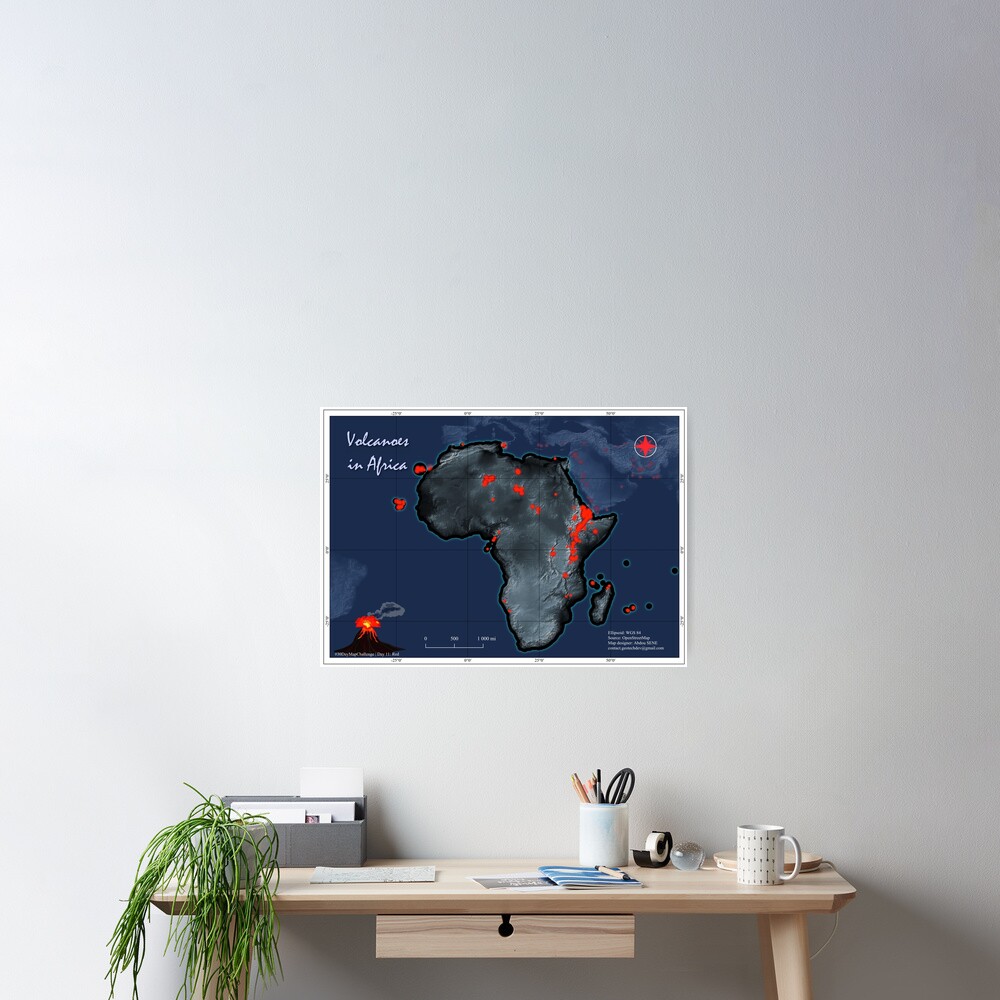 "Map of volcanoes in Africa" Poster for Sale by GeoTechDev | Redbubble