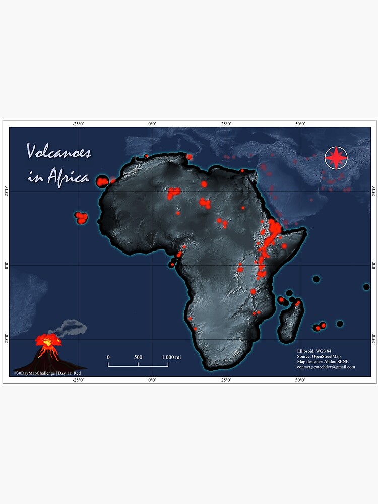 "Map of volcanoes in Africa" Poster for Sale by GeoTechDev | Redbubble