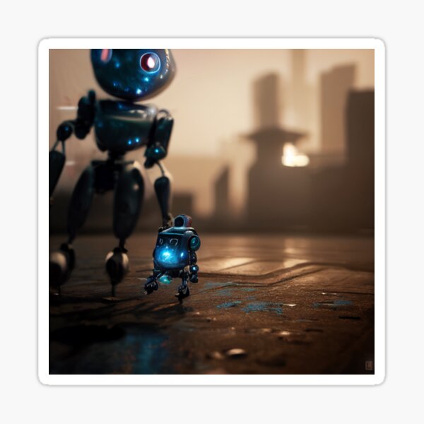 "robot father and son" Sticker for Sale by ia-creating-art | Redbubble