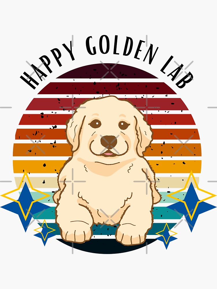 "Happy golden lab V2" Sticker for Sale by CorneliusDesign | Redbubble