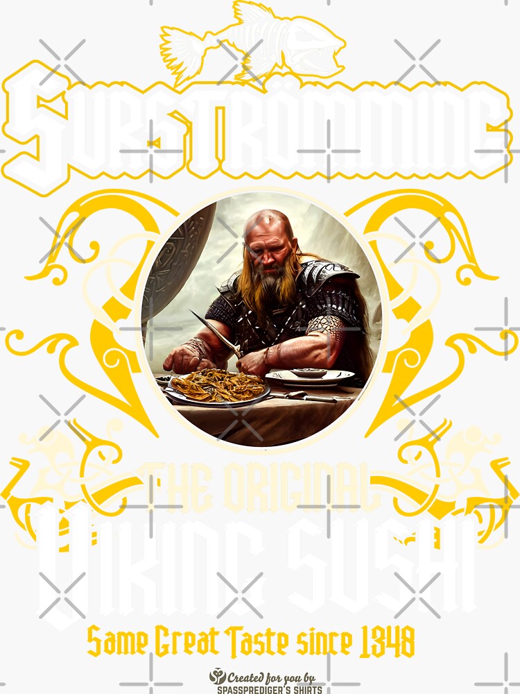 "Surstromming viking sushi t-shirt design" Sticker for Sale by ...