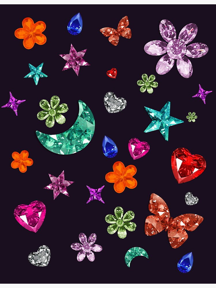 "Y2K 90s Hyperpop Rainbow Bling Gemstone Graphic Original Black ...