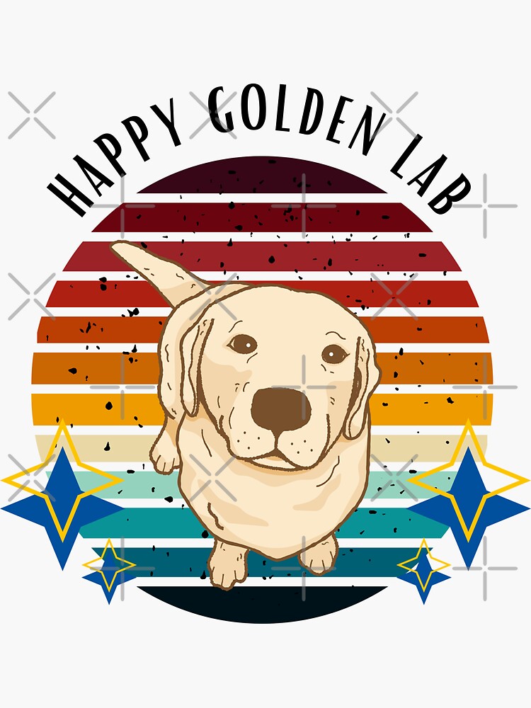"Happy golden lab V4" Sticker for Sale by CorneliusDesign | Redbubble