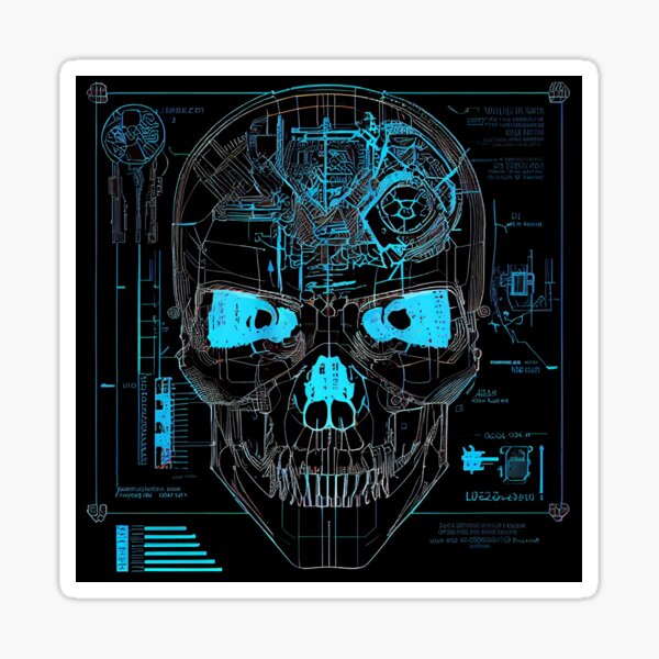 "skull blueprint" Sticker for Sale by michae1l | Redbubble