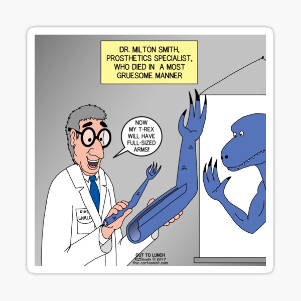 "T-Rex Prosthetic Arm" Sticker for Sale by OutToLunch | Redbubble