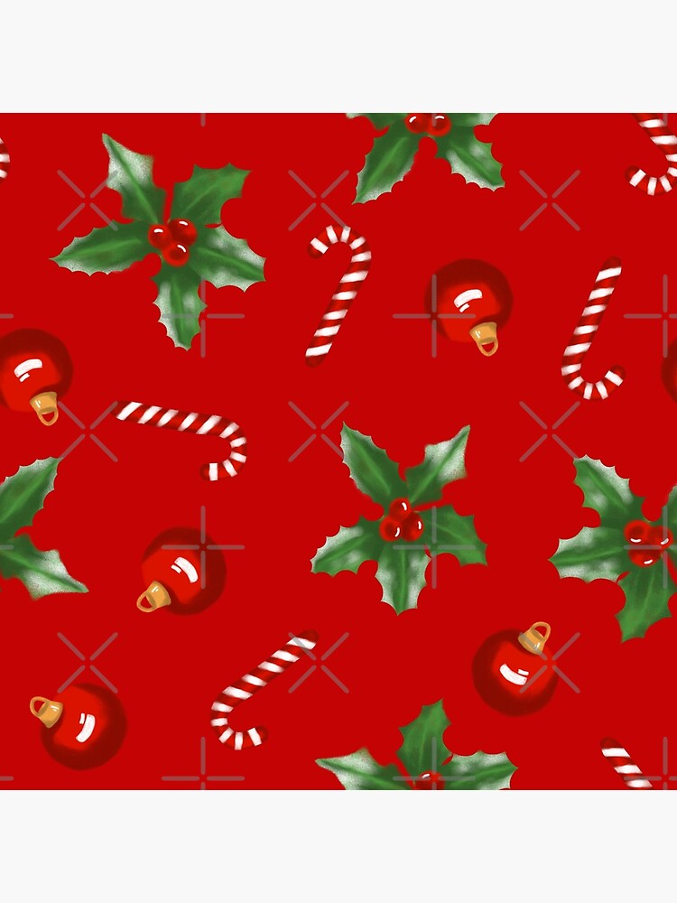 "Traditional vintage Christmas patten illustration - red" Poster for ...