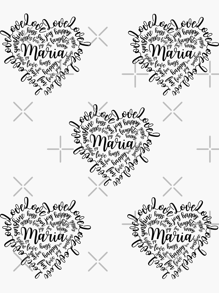 "MARIA PERSONALISED NAME HEART " Sticker for Sale by DanaMire | Redbubble