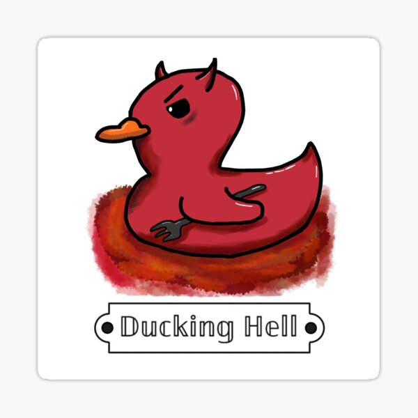 "Ducking Hell Devil with Pitchfork" Sticker for Sale by KingOfMischief ...