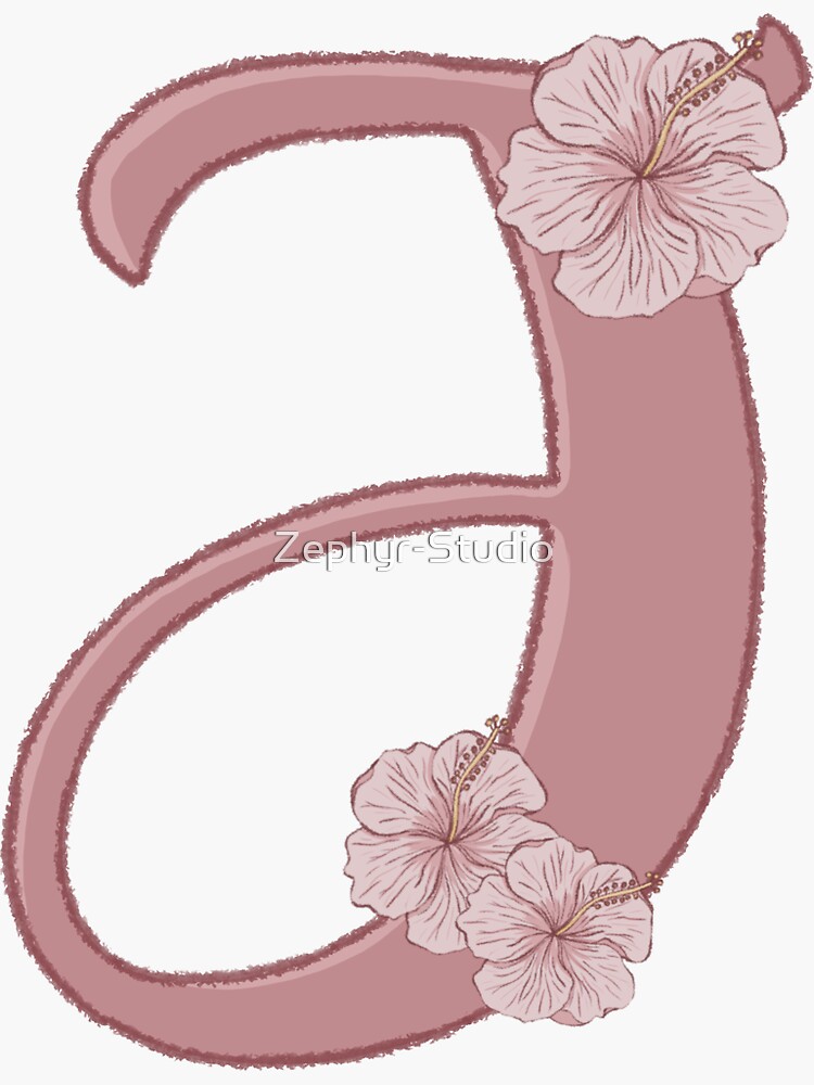 "Pink Hibiscus Monogram J" Sticker for Sale by Zephyr-Studio | Redbubble