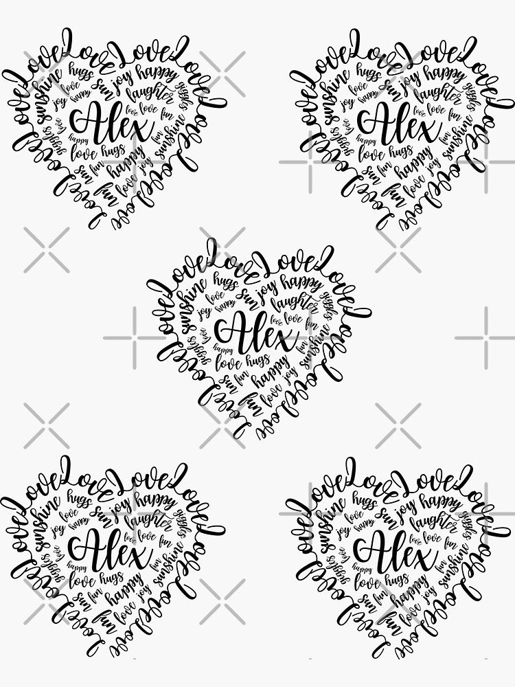 "ALEX PERSONALISED NAME HEART " Sticker for Sale by DanaMire | Redbubble