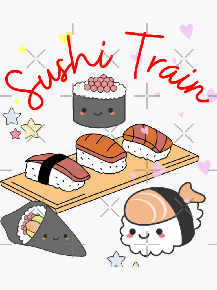 "Animated sushi train cute T.shirt " Sticker for Sale by Ramageethu ...