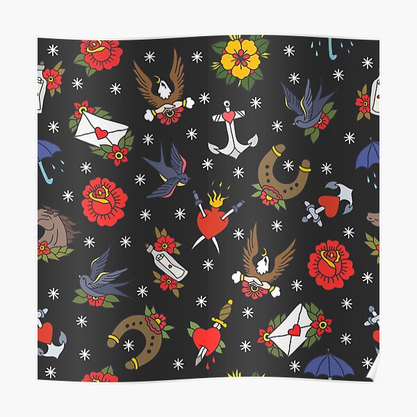 "traditional tattoo flash" Poster for Sale by zizimentos | Redbubble