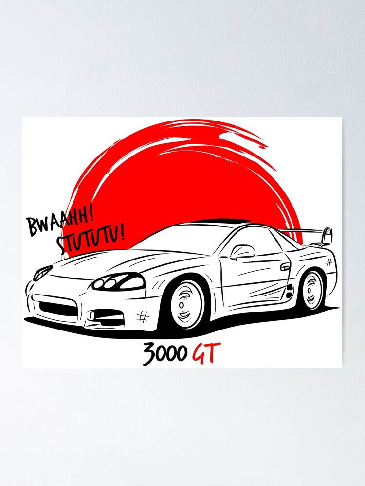 "Racing 3000 GT JDM Draw" Poster for Sale by goldentuners | Redbubble