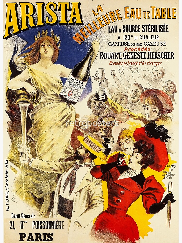 "ARISTA La Meilleure Eau De Table French Mineral Water 1894 Art Nouveau ...