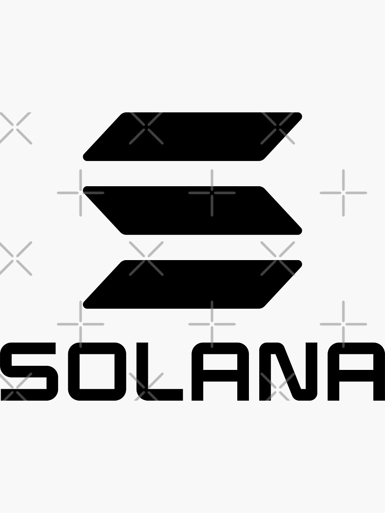 "Solana SOL Crypto Altcoin - Clean Large Vertical Black Logo with Black ...