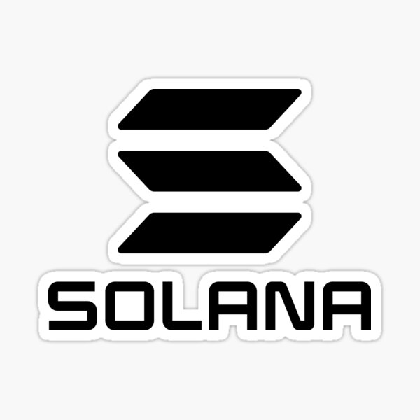 "Solana SOL Crypto Altcoin - Clean Large Vertical Black Logo with Black ...