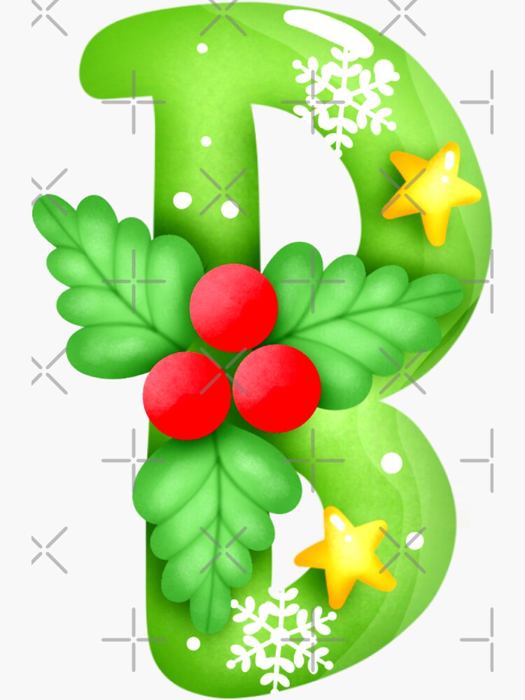 "Initial Monogram Christmas Holiday Themed Letter B" Sticker for Sale ...