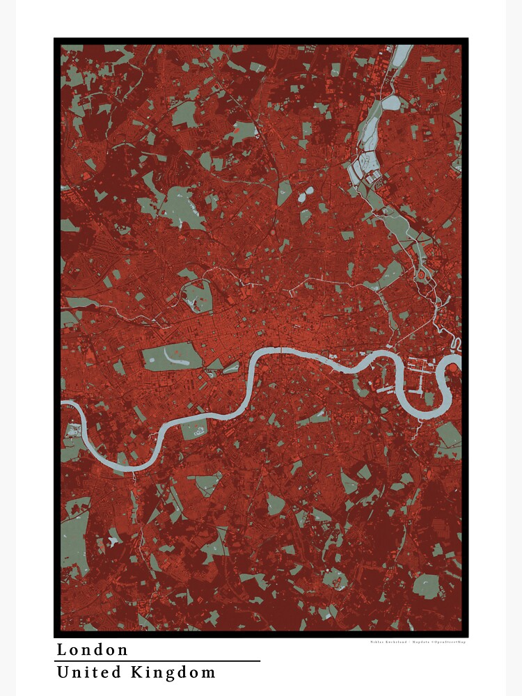 "London - City Plan / Map / Figure Ground Plan - Multicolored Red and ...