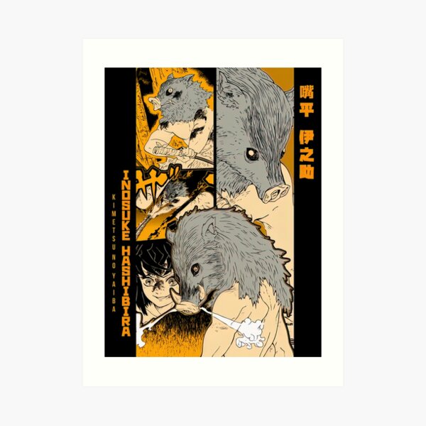 "Inosuke Hashibira Demon Slayer Manga Panel" Art Print for Sale by ...