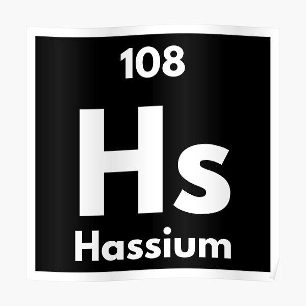 Póster «Número de elemento de tabla periódica 108 Hs Hassium» de ...