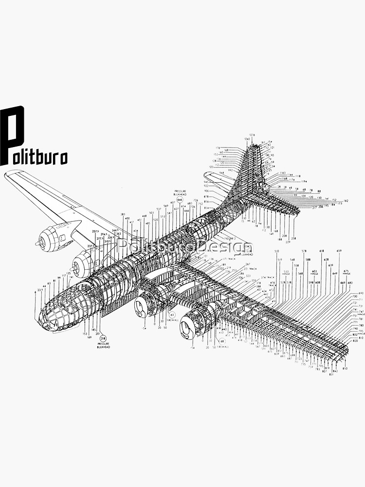 "B-29 Schematic: Superfortress" Sticker for Sale by PolitburoDesign ...