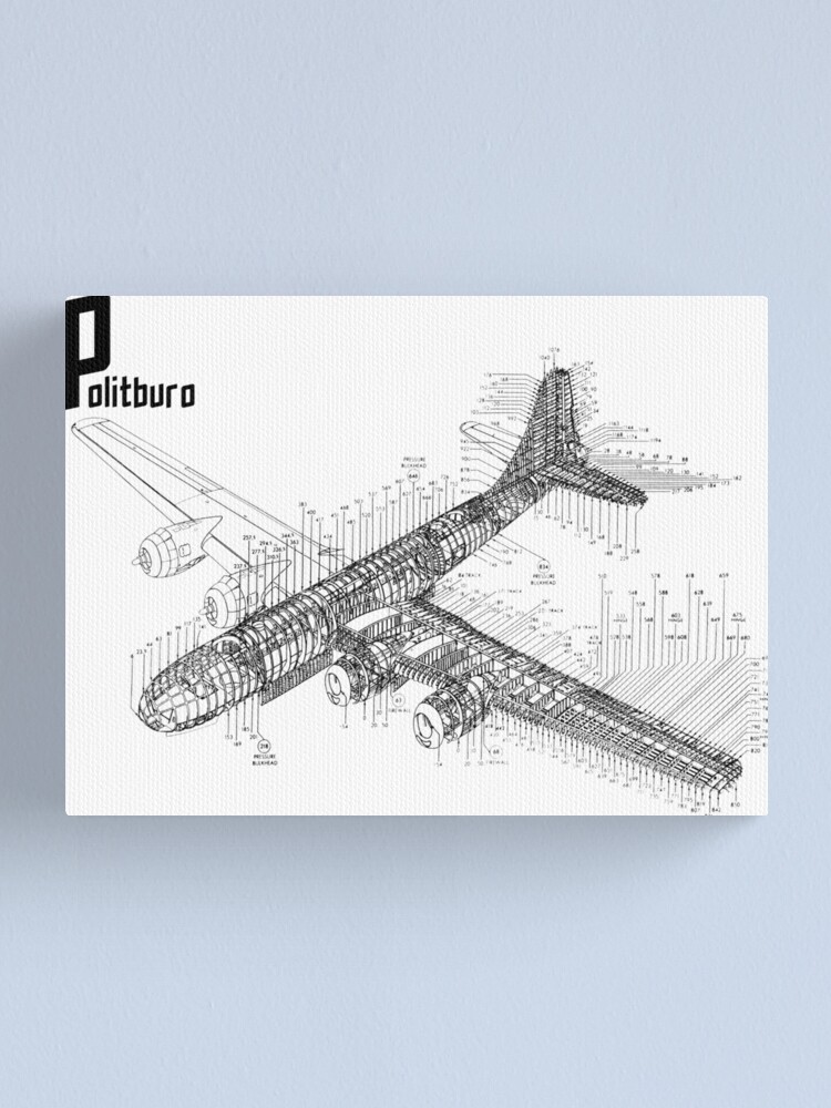 "B-29 Schematic: Superfortress" Canvas Print by PolitburoDesign | Redbubble