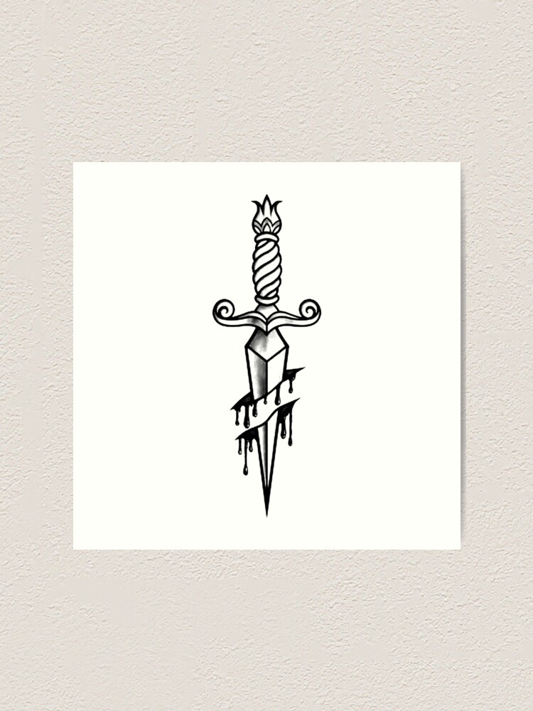 "Black and White Ancient Dagger Tattoo" Art Print for Sale by Cesarcali ...