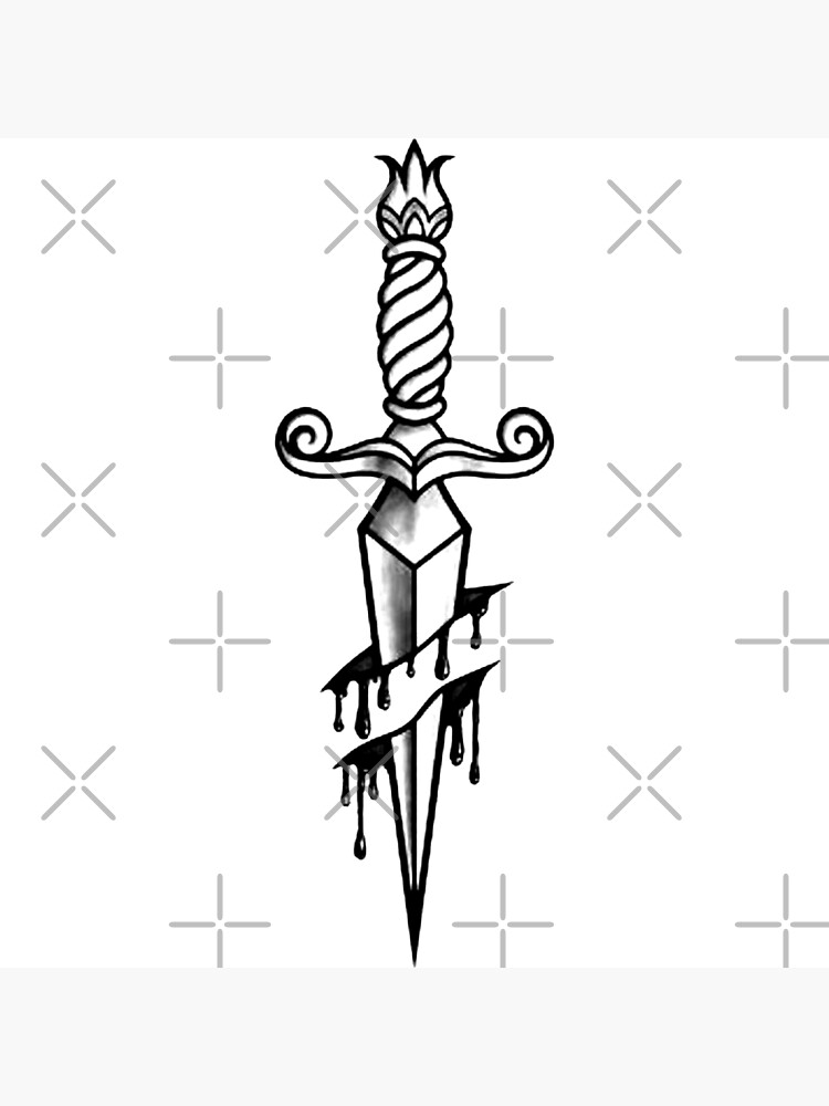 "Black and White Ancient Dagger Tattoo" Art Print for Sale by Cesarcali ...